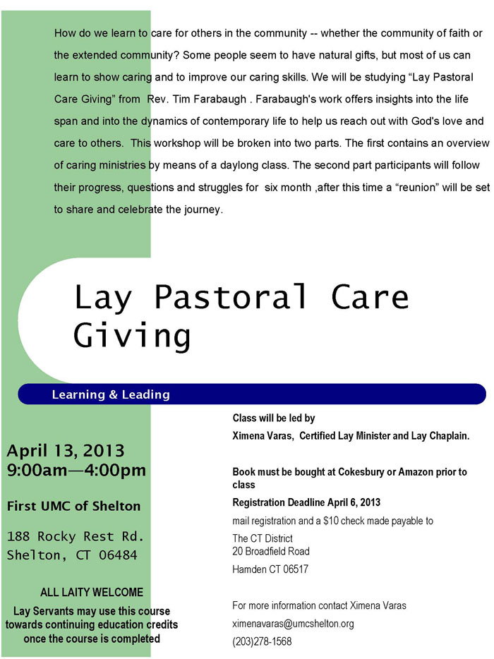 Lay Pastoral Care Giving Workshop